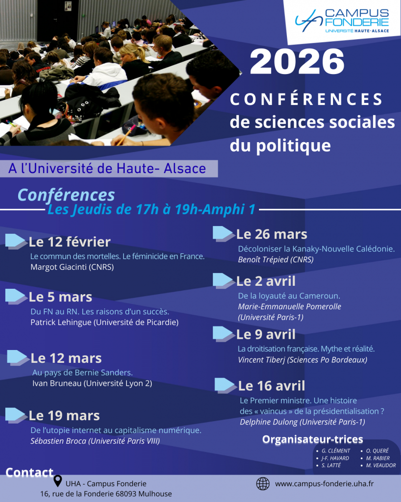 Conférences de sciences sociales du politique 2026 - FSESJ | Faculté ...